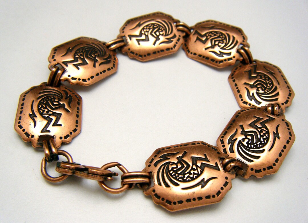 Vintage Kokopelli Solid Copper Link Bracelet - Etsy