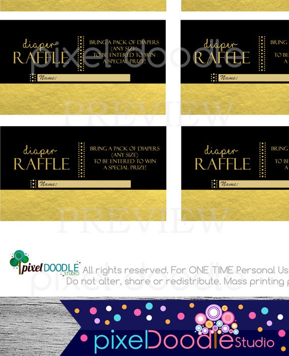 Elegant Diaper Raffle Ticket Gold Diaper Raffle Black and - Etsy