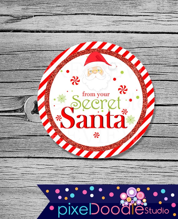 Christmas Tag Secret Santa Tag 2.5 Inch Circle digital File Christmas ...