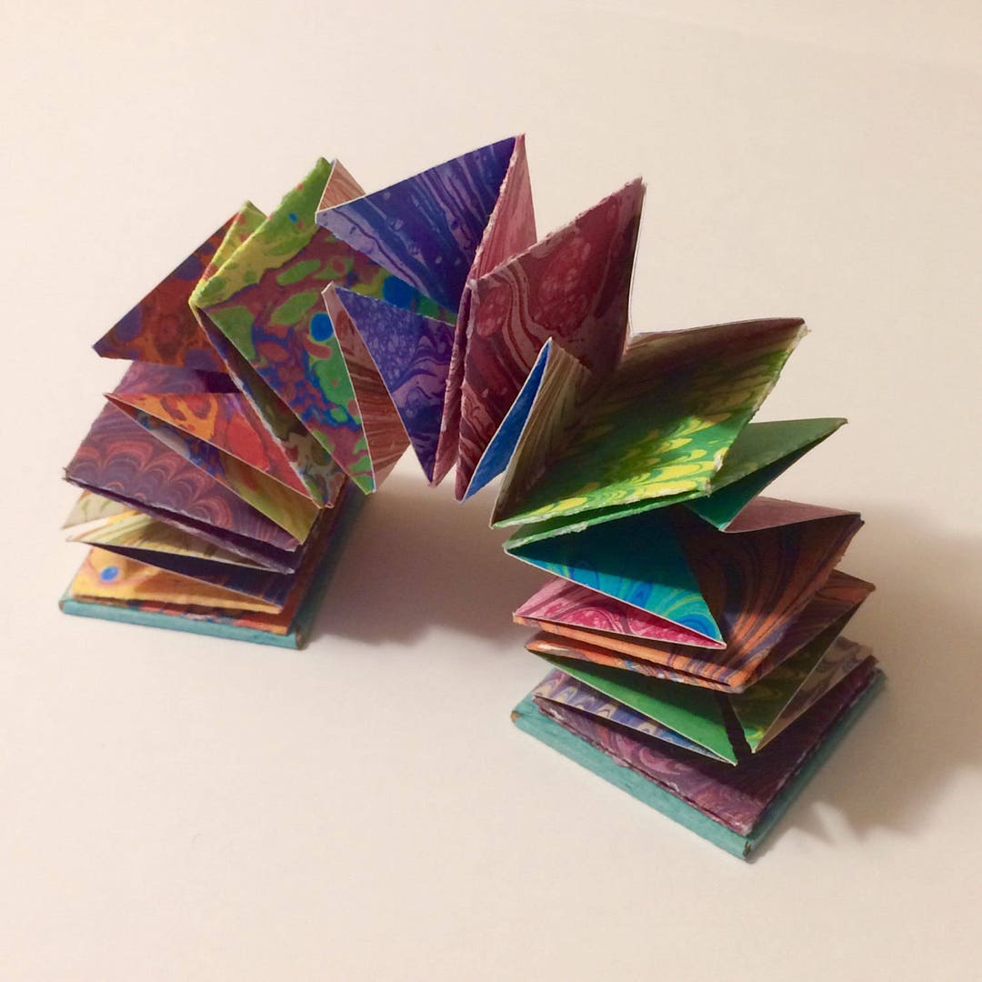 Mini Marbled Paper Slinky origami Accordion - Etsy