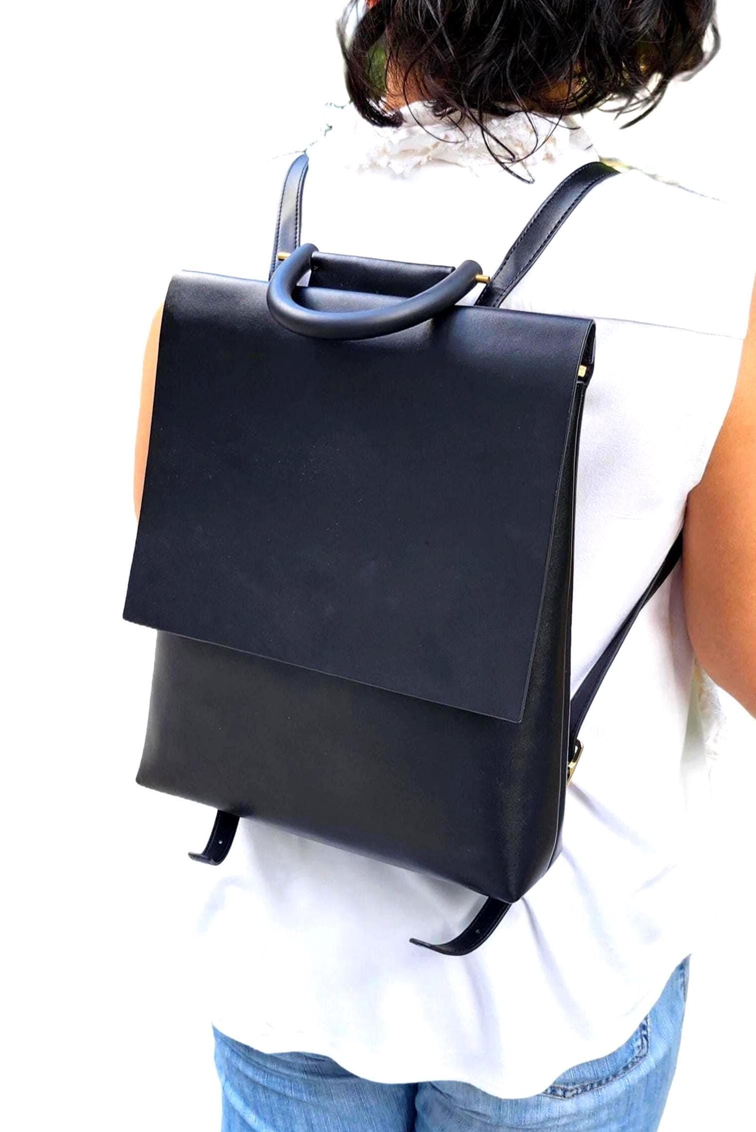 Minimalist Vegan Leather Laptop Backpack: Eco-friendly Commuter Bag - Etsy