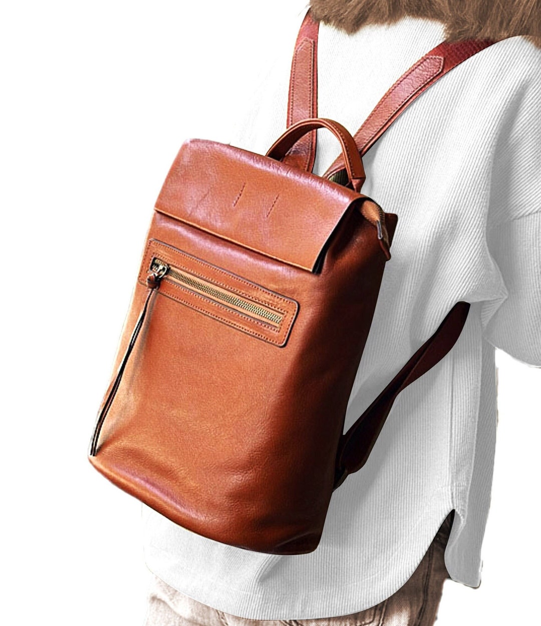 Leather Backpack Purse for Women, Minimalist Backpack Purse, Brown ...