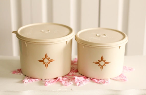 Items similar to Vintage Tupperware Almond/Tan Canisters Set of 2 on Etsy