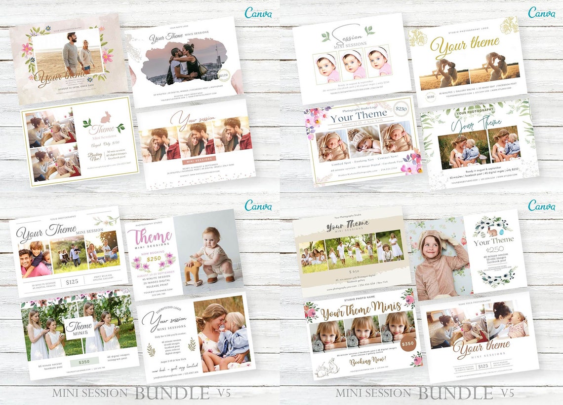 Mini Session Templates Bundle , Photography Marketing Bundle, Editable ...