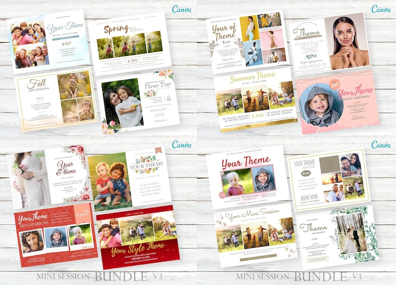 80 Mini Session Photography Templates Bundle, Editable Canva Marketing ...