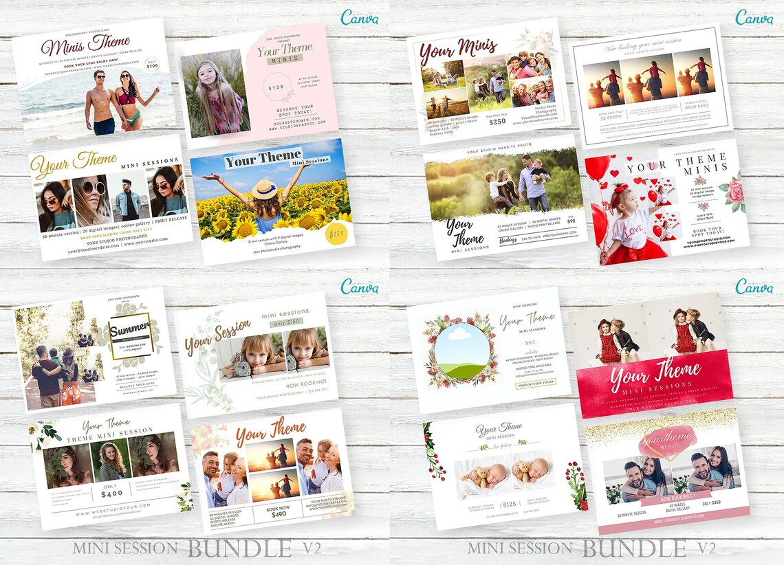 Mini Session Templates Bundle , Photography Marketing Bundle, Editable ...