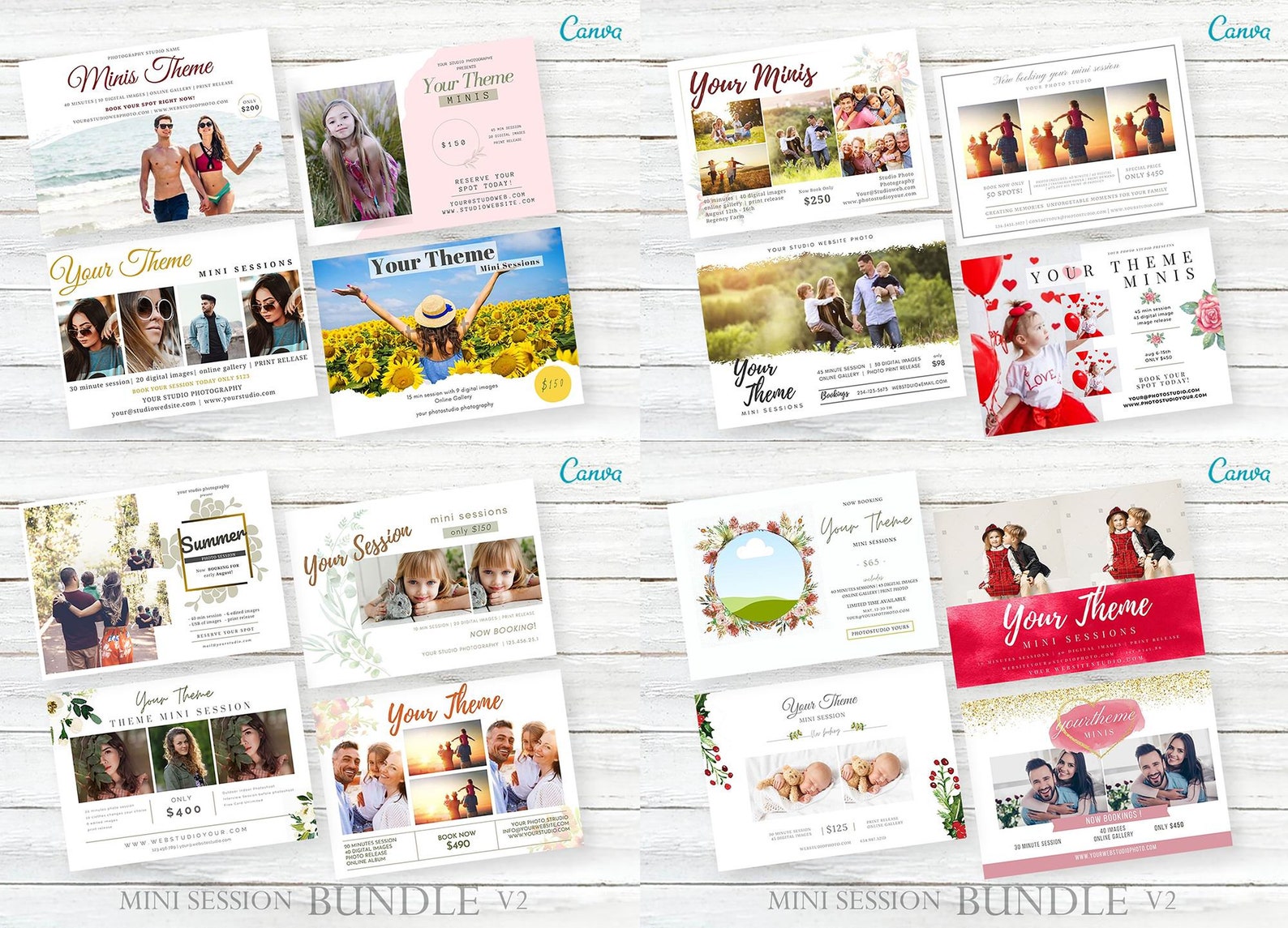 Mini Session Templates Bundle , Photography Marketing Bundle, Editable ...