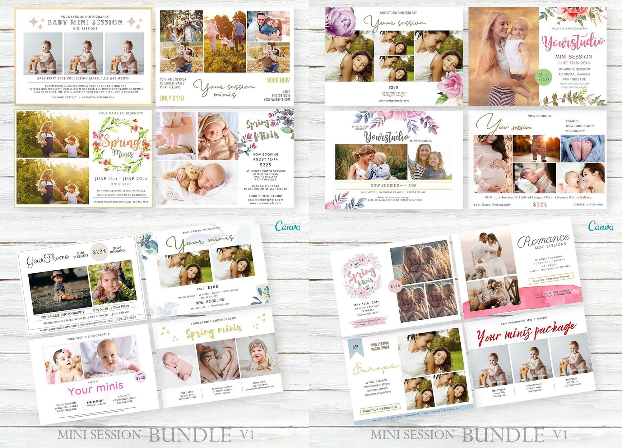 Mini Session Templates Bundle , Photography Marketing Bundle, Editable ...