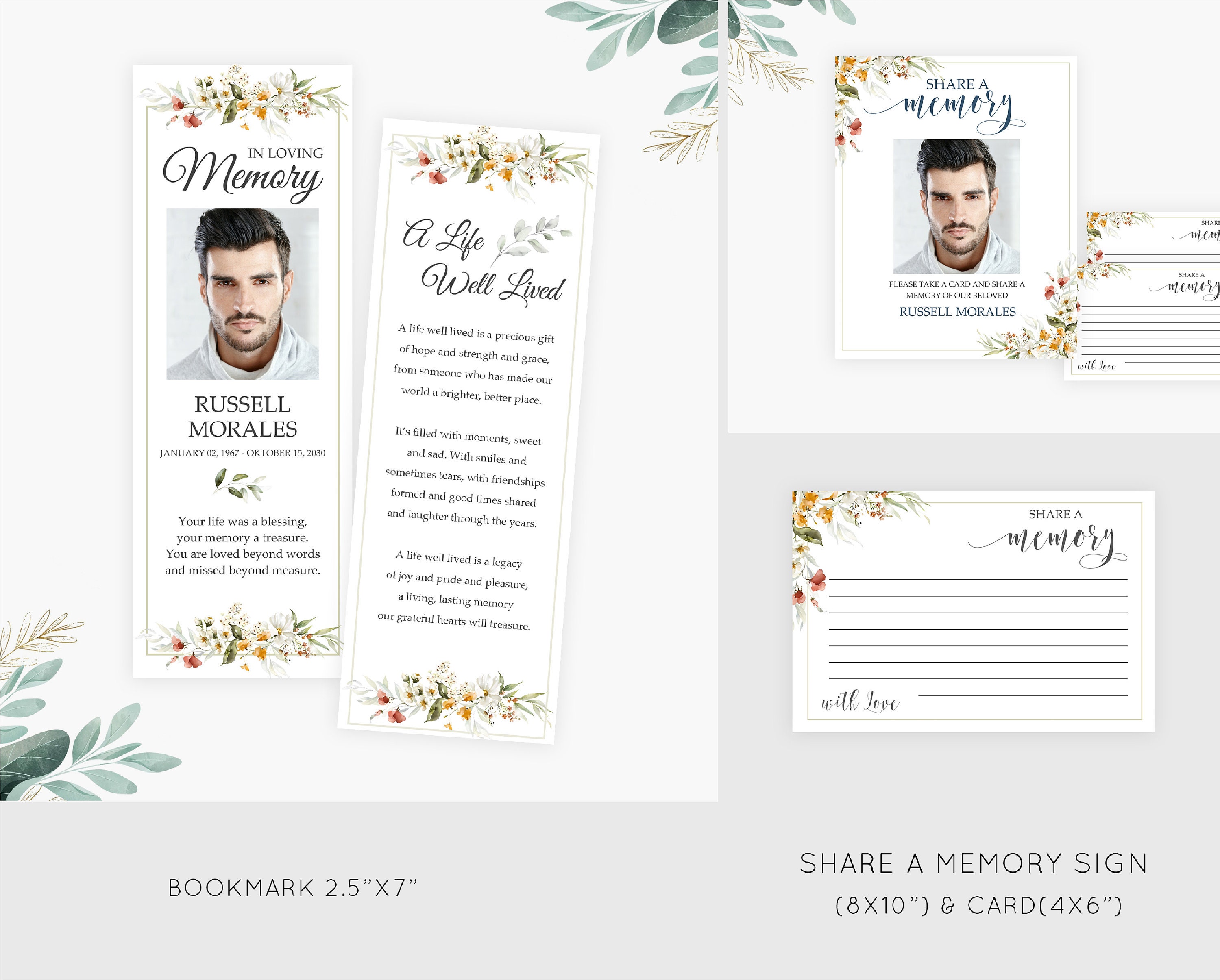 Elegant Funeral Bundle, Obituary Templates, Funeral Invitation, in ...