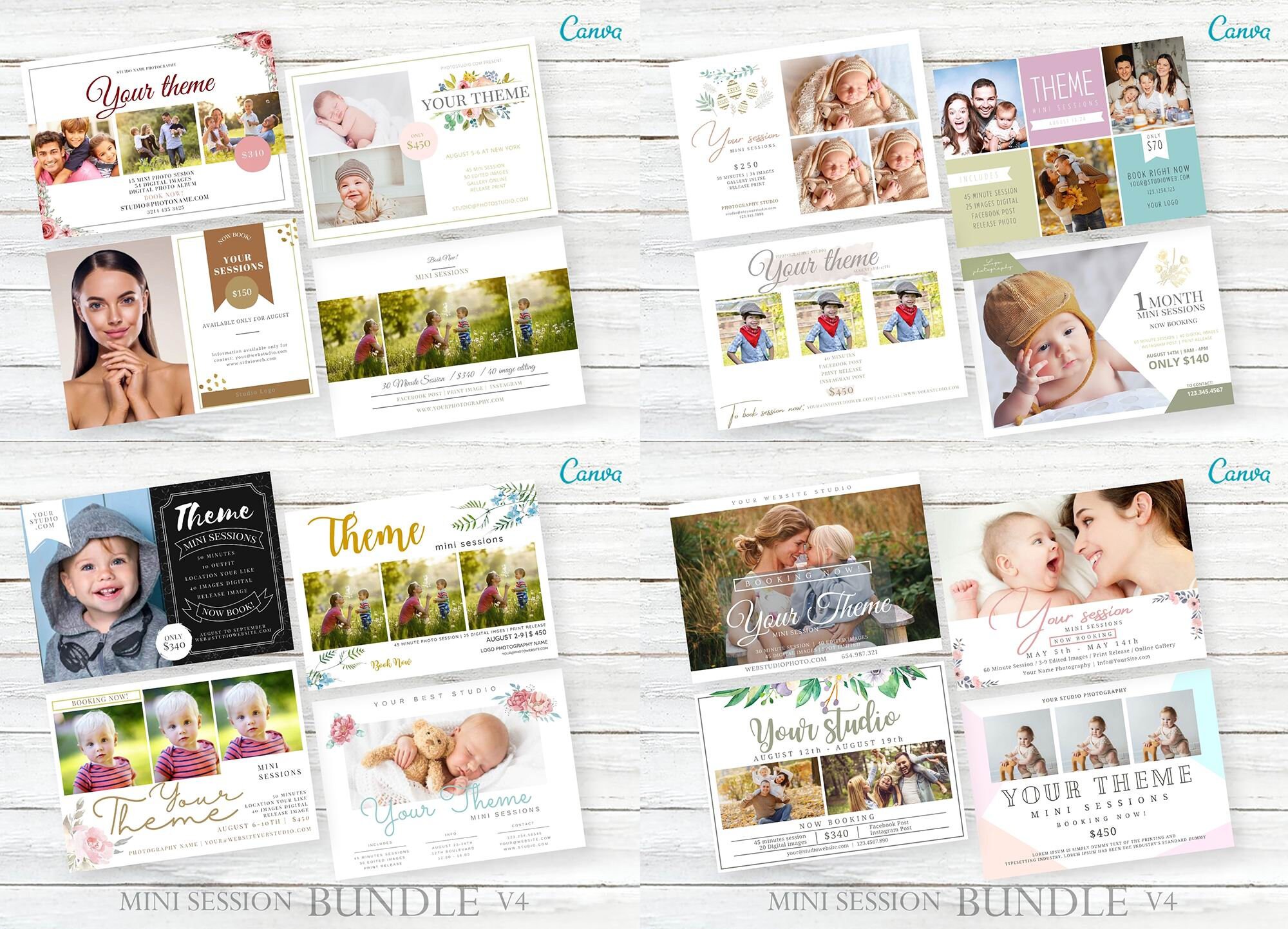 Mini Session Templates Bundle , Photography Marketing Bundle, Editable ...