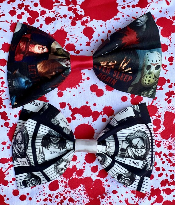 Horror Mash up Fabric Large Hair Bows Ready to Ship - Etsy