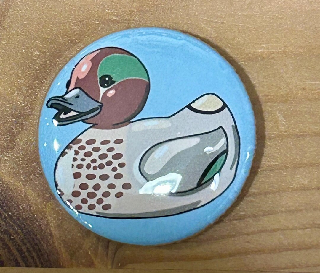 Green Winged Teal Rubber Duck Style Button 1.25” Handmade - Etsy