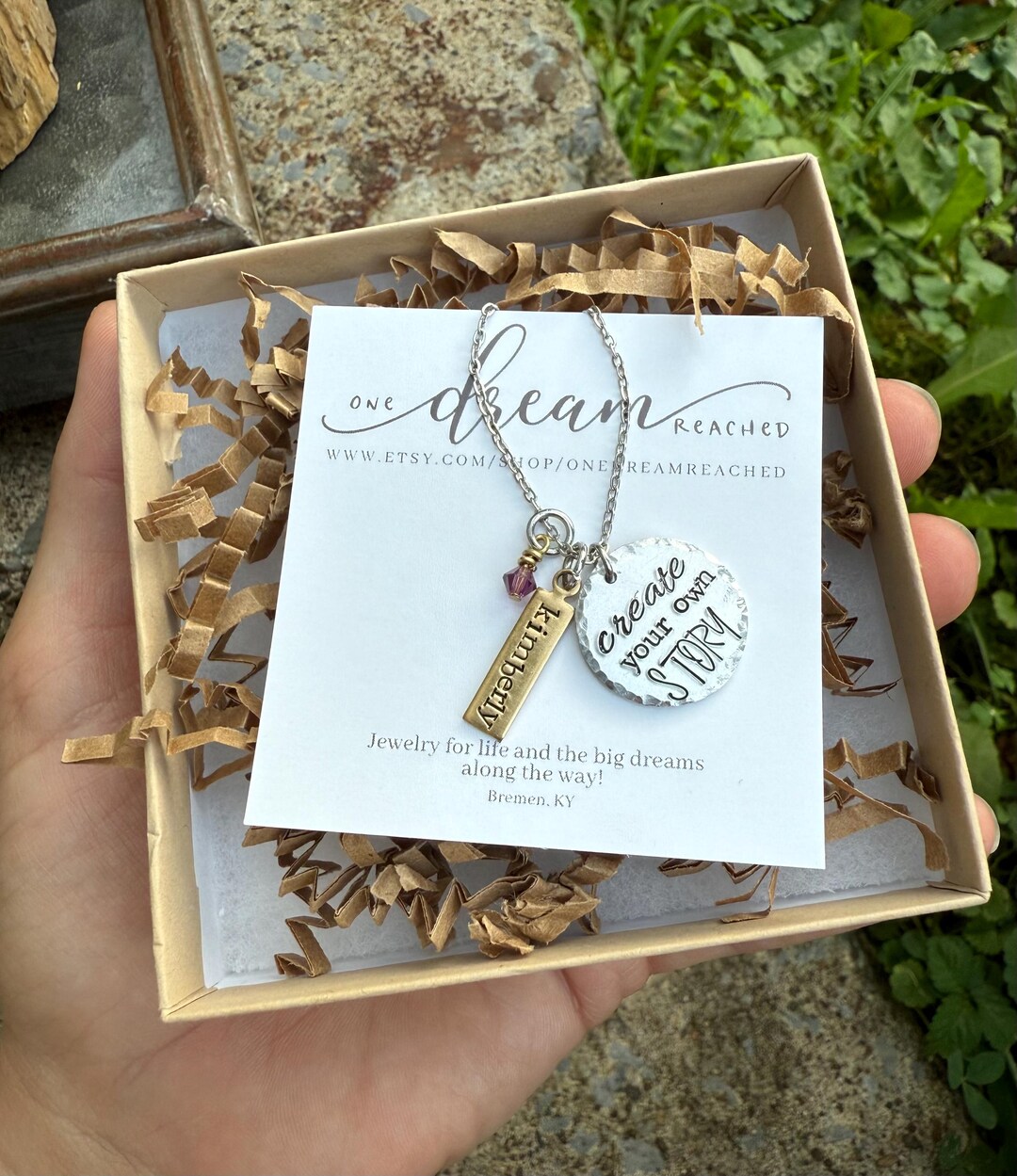 Personalized Charm Necklace Name Tag Pendant Jewelry Birthstone Crystal ...