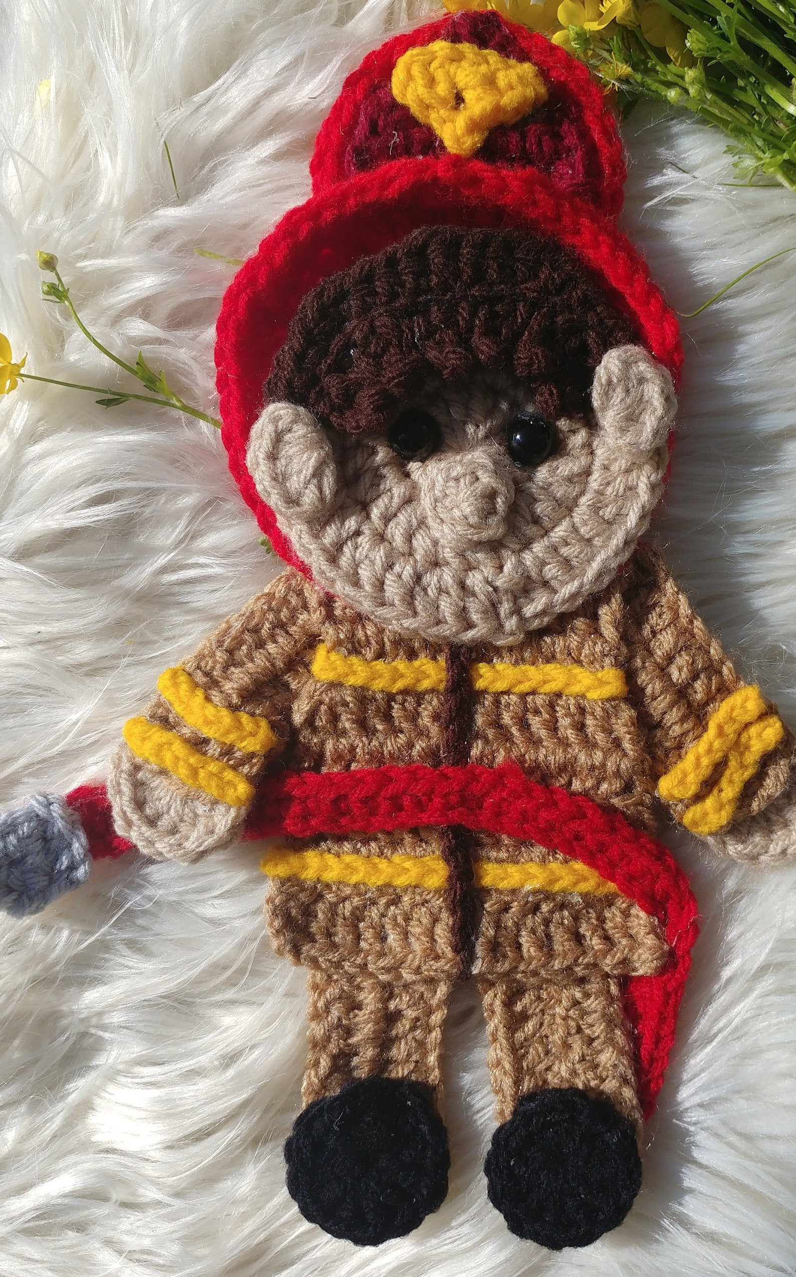 Crochet Fireman Applique, Fireman First Responder Applique, Fireman ...