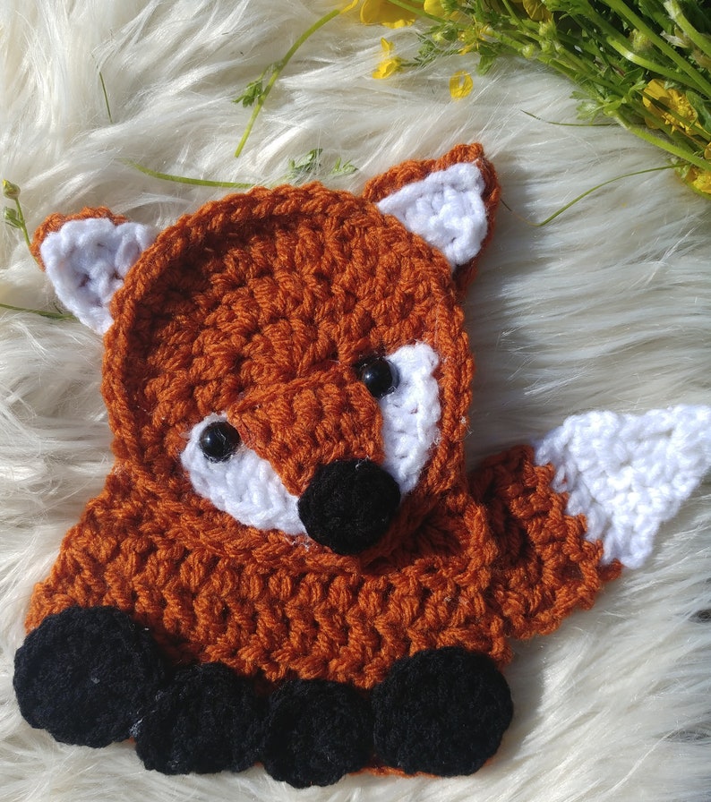 Crochet Fox Applique, Baby Fox Applique, Fox Nursery Theme, Woodland ...