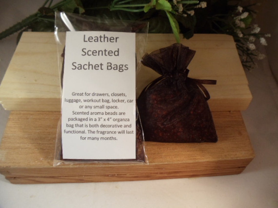 Leather Scented Sachet Bag - Genuine Leather Scent- Great for Drawers ...