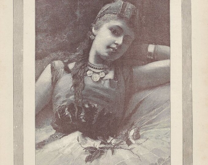 Antique 1883 Engraved Print, Young Gypsy Girl, Antique Book ...