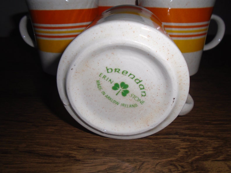 Brendan Erin Stone Coffee Mugs Set of 4 Vintage 1970s Yellow and Orange ...