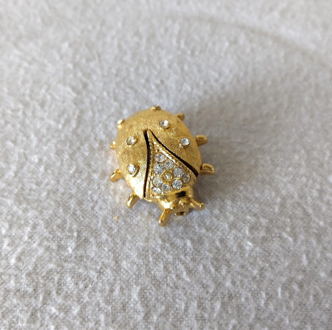St John Brooch Beetle Bug Figural Pin Clear Crystals - Etsy