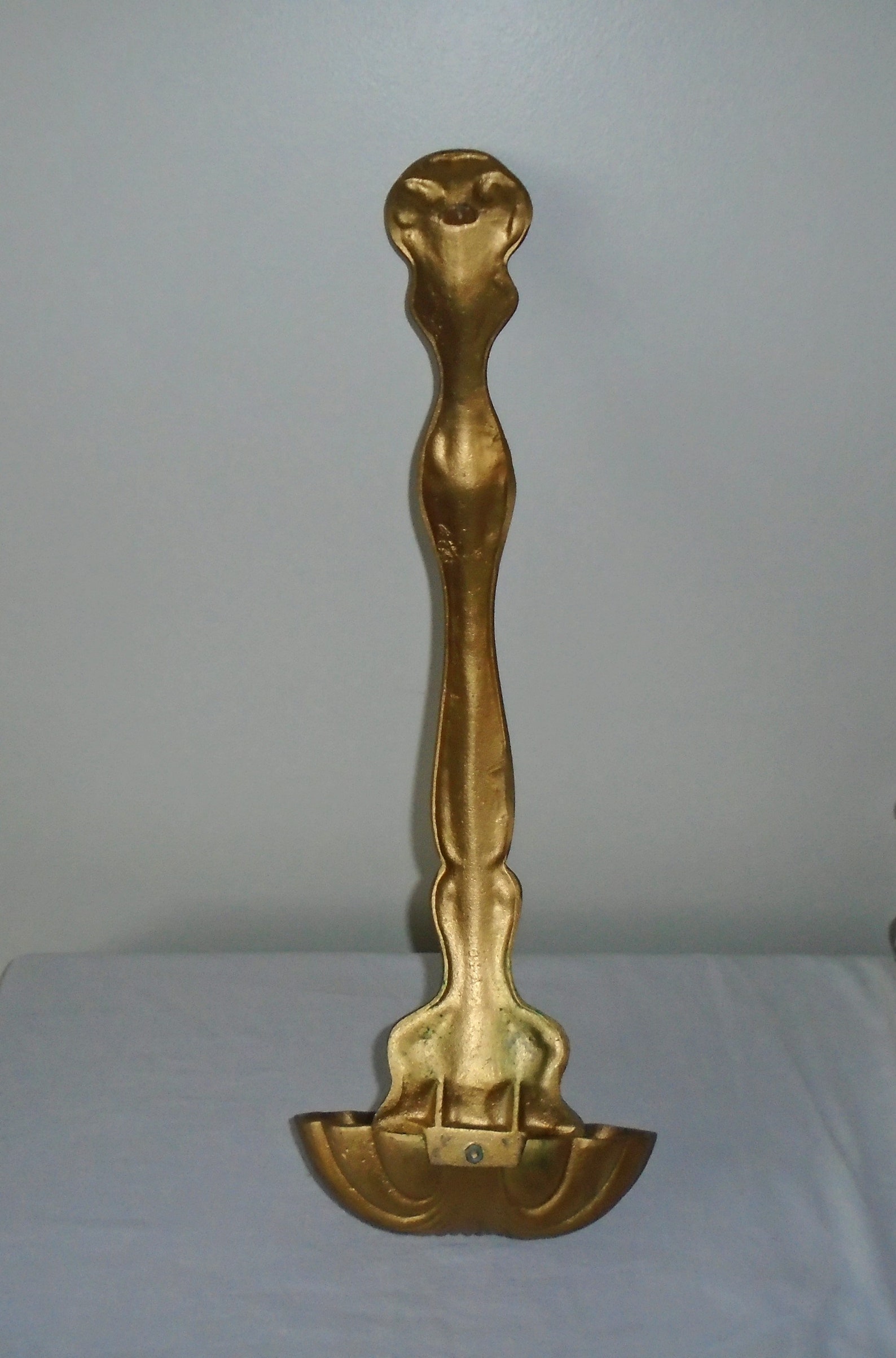 Vintage Holy Water Font Cast Metal Wall Mount Religious Gold Gilt 25 ...