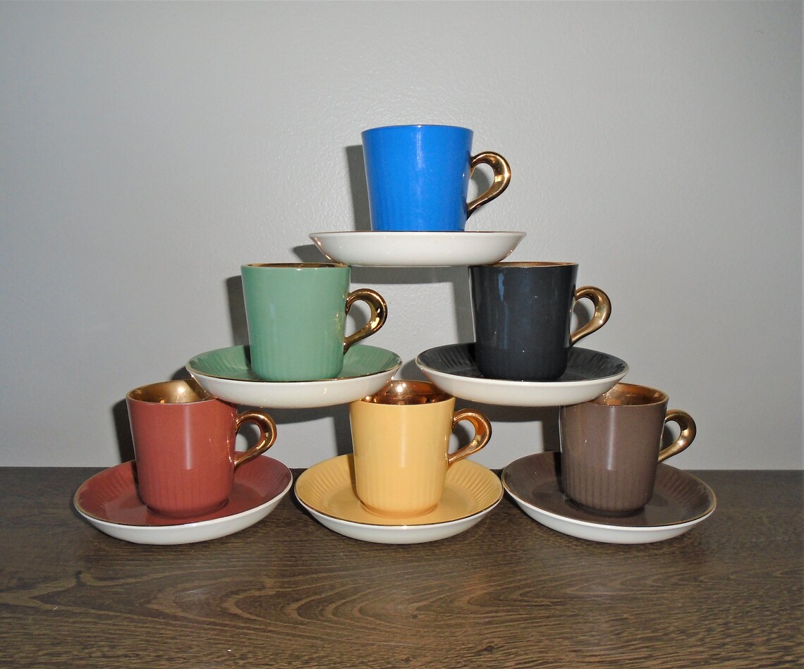 Figgjo Flint Demitasse Cups and Saucers Espresso Cup Set - Etsy