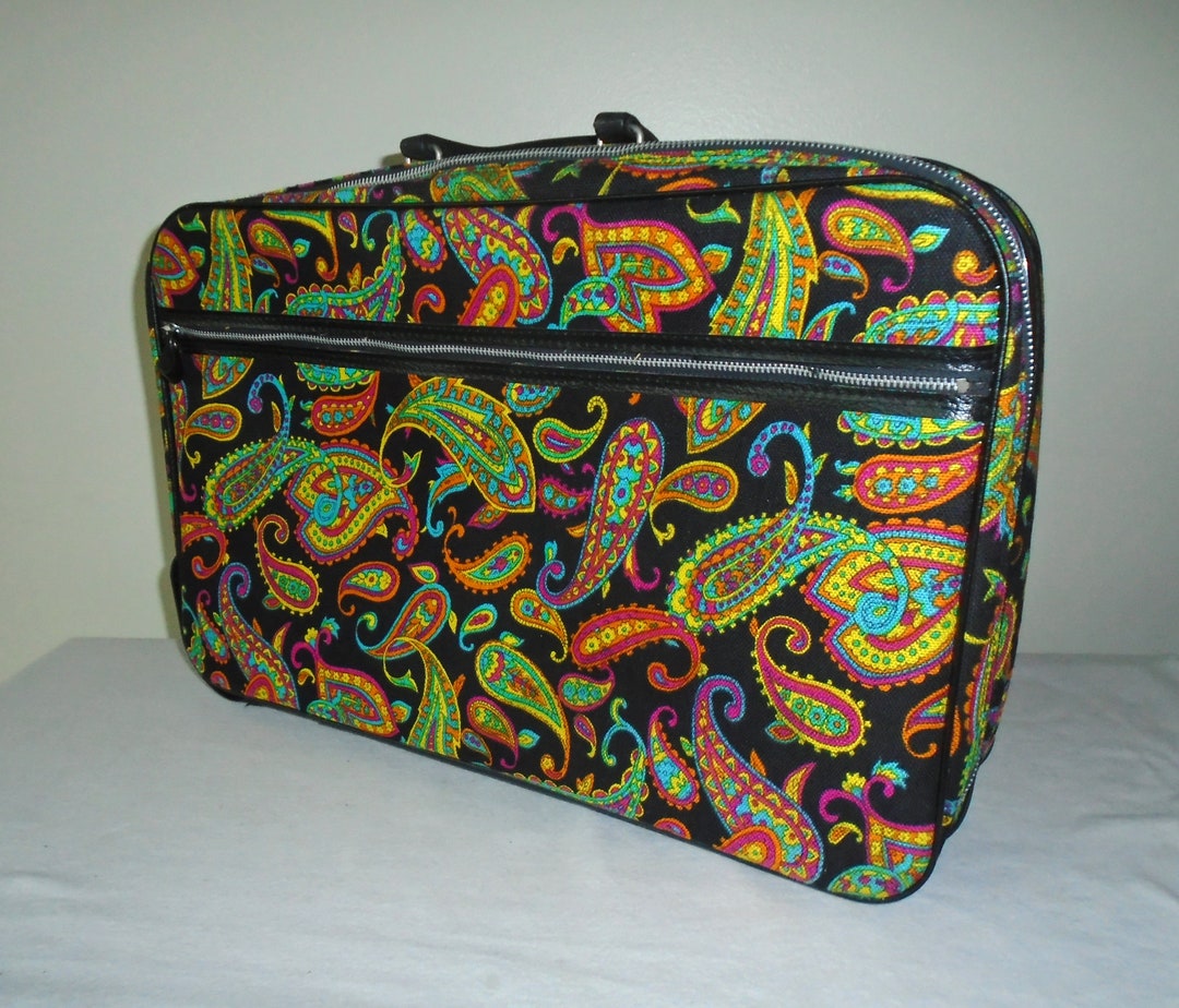 Bantam Luggage Suitcase Black Paisley Boho Vintage 1960s Carry on Bag ...