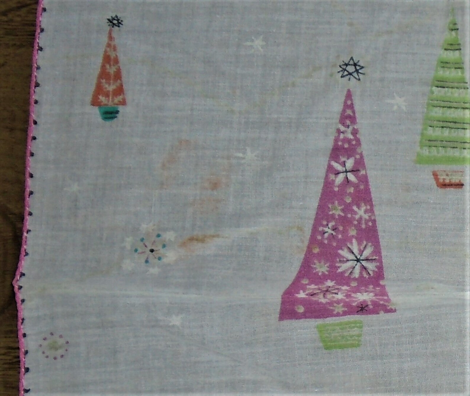 Vintage Christmas Hankie Cotton Handkerchief Mid Century Christmas ...