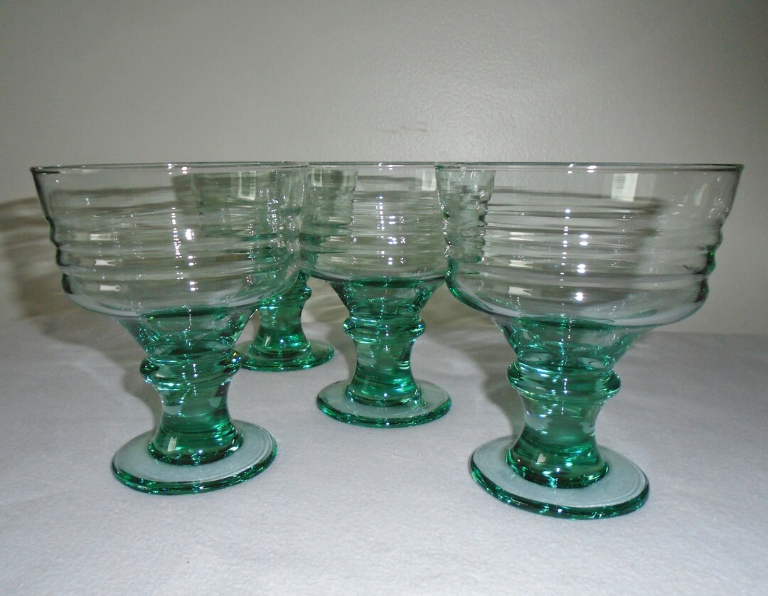 Libbey Sirrus Green (spanish Green) Sherbet Dessert Glasses Set of Four ...