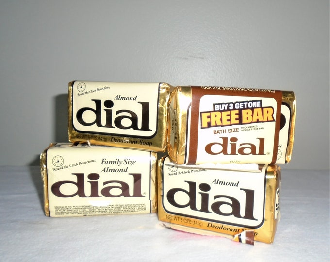 Vintage Dial Almond Deodorant Soap 4 Bars Sealed Gold Foil Packaging ...