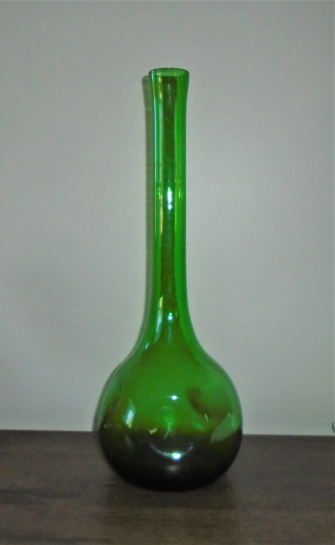 Emopli Dimple Bottle Green Pinch Glass Vintage 19" Home Decor 1970s - Etsy