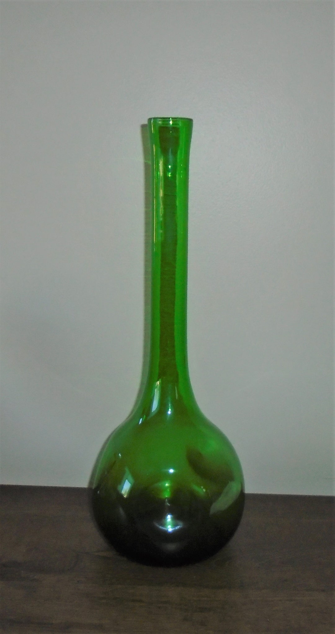 Emopli Dimple Bottle Green Pinch Glass Vintage 19" Home Decor 1970s - Etsy