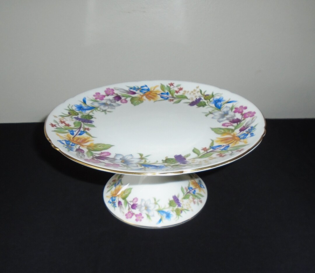 Shelley Spring Bouquet Pedestal Cake Stand Dessert Plate No. 13651 ...