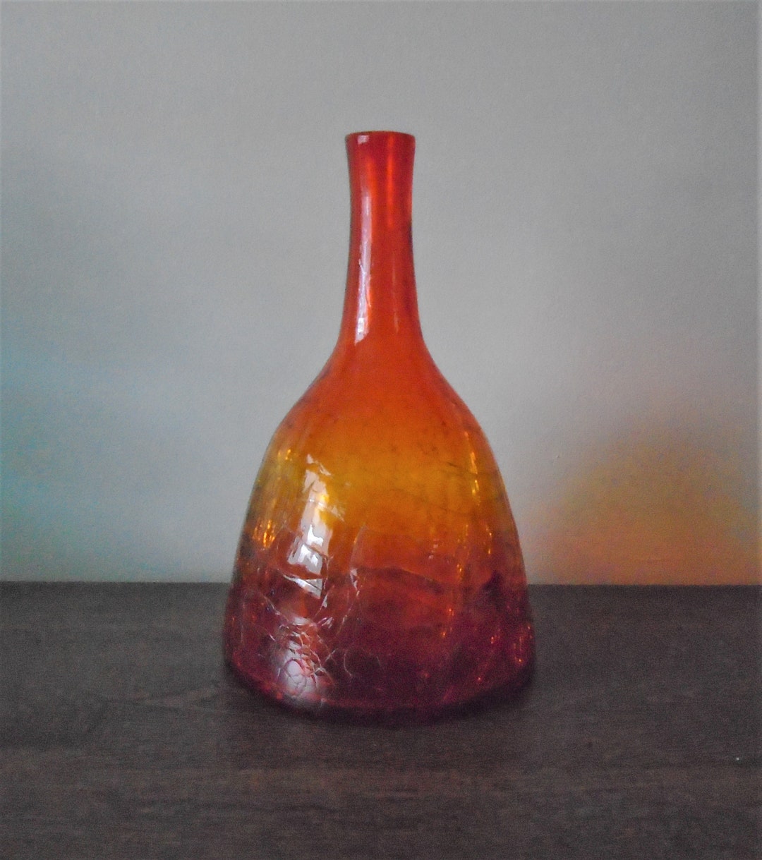 Blenko Glass, Blenko Decanter, Blenko Crackle, Blenko Tangerine, Wayne ...