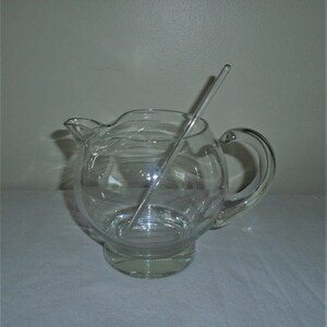 Mid Century Glass Footed Cocktail Pitcher With Glass Stirrer Vintage ...