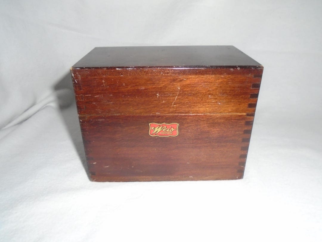 Weis Dovetail Oak Index Card File Box Recipe Holder Vintage Kitchen - Etsy