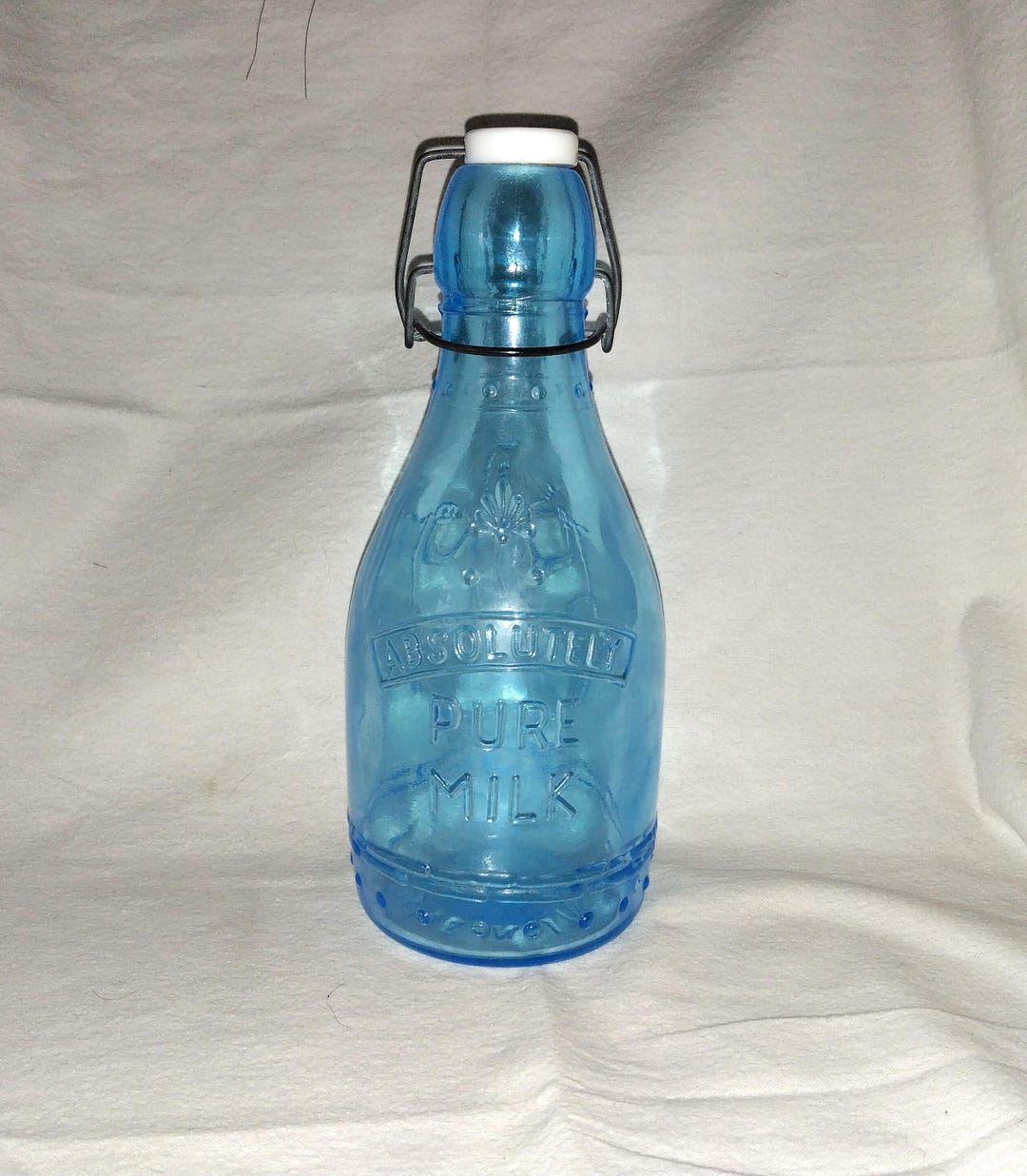 Antique Blue Milk Bottle Embossed Absolutely Pure Milk Italy - Etsy