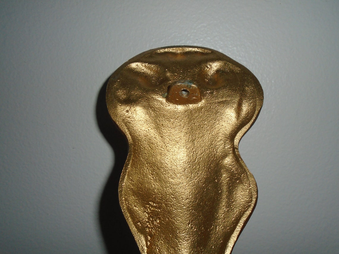 Vintage Holy Water Font Cast Metal Wall Mount Religious Gold Gilt 25 ...