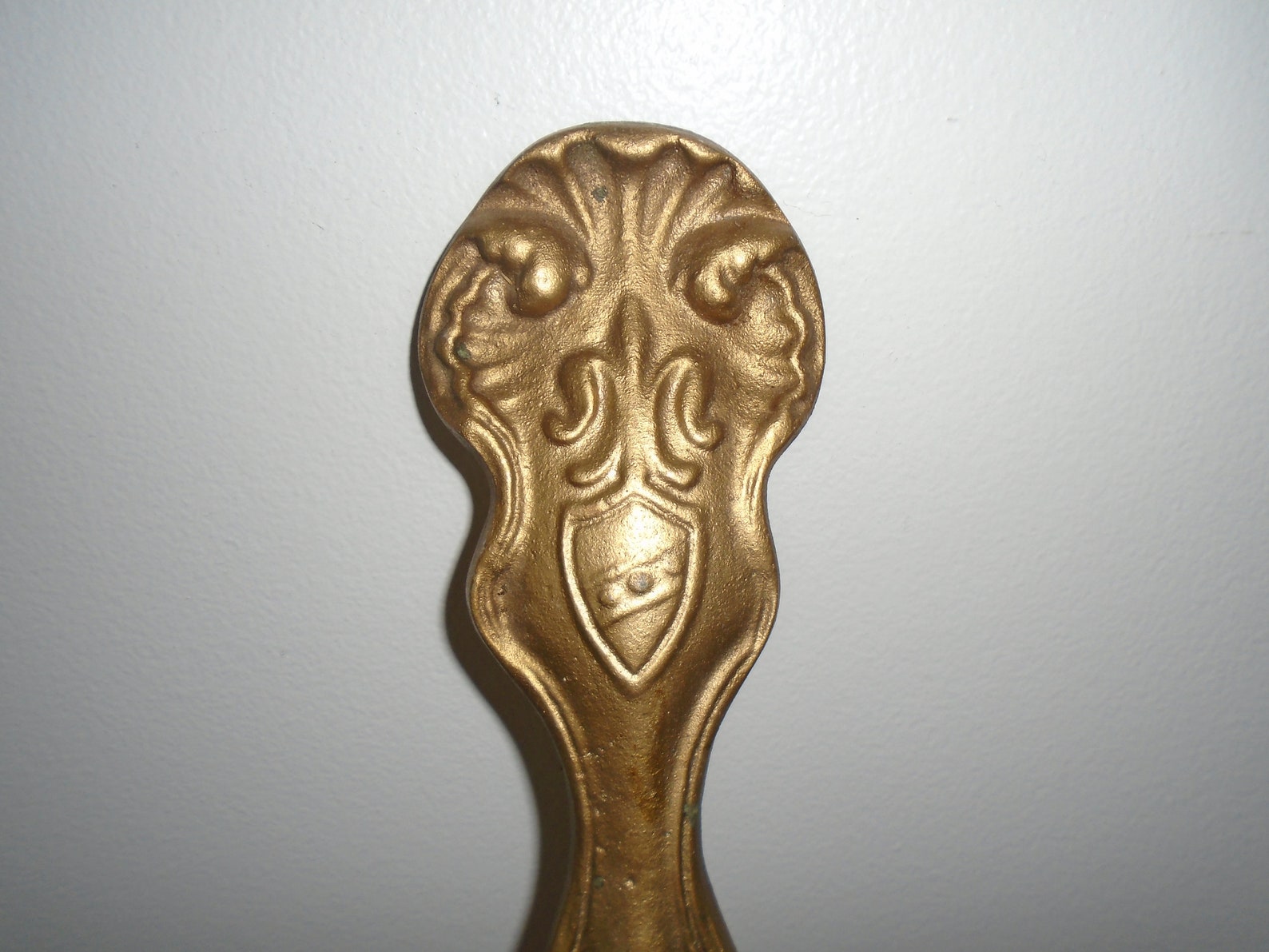 Vintage Holy Water Font Cast Metal Wall Mount Religious Gold Gilt 25 ...