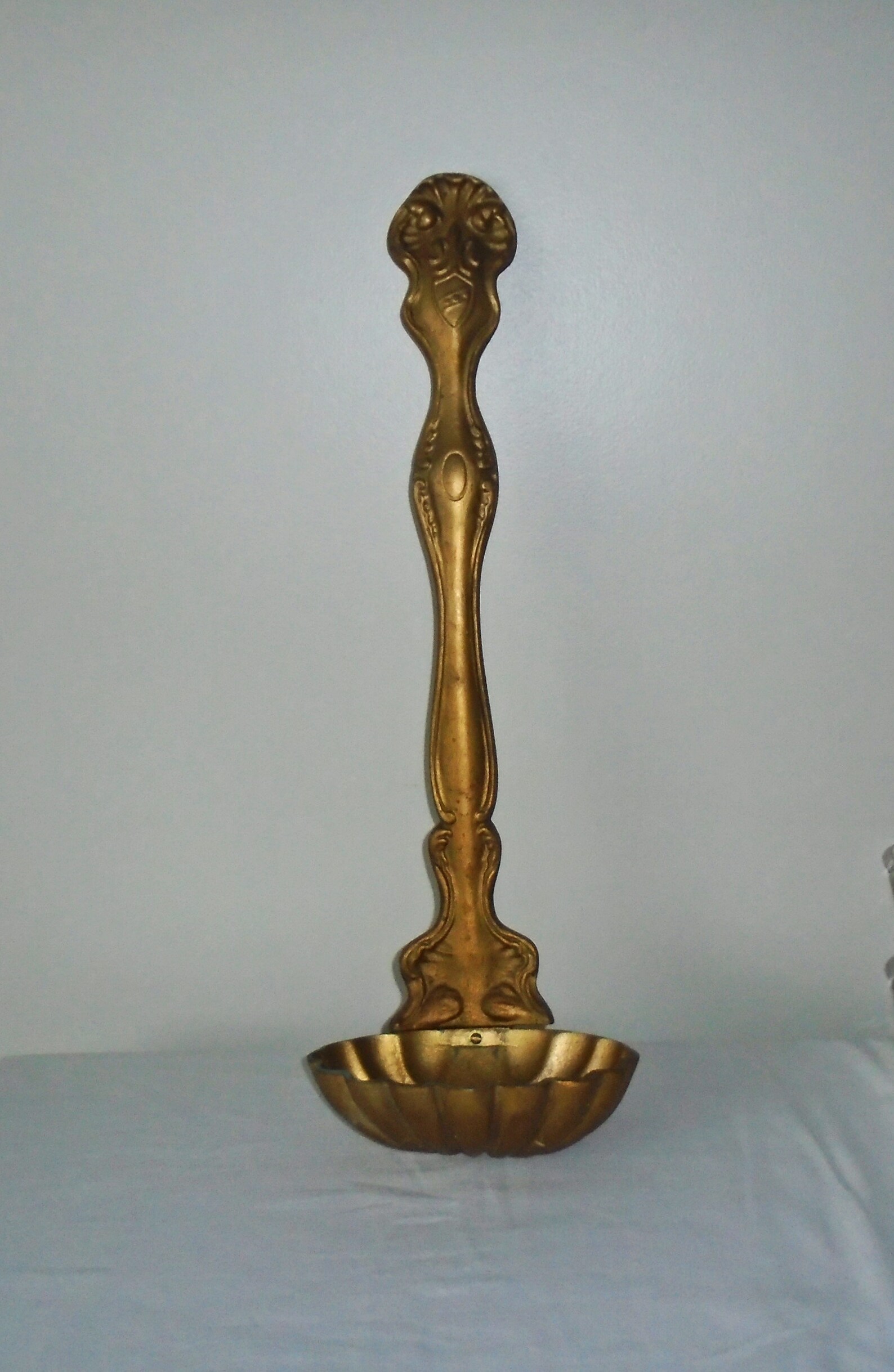 Vintage Holy Water Font Cast Metal Wall Mount Religious Gold Gilt 25 ...
