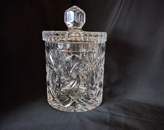 Cut Crystal Biscuit Jar Cookie Barrel Treats Container Pinwheel Design ...
