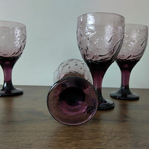 Libbey Garden Vine Violet Water Glass Goblet Set of 4 Vintage Glassware ...