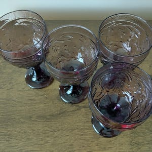 Libbey Garden Vine Violet Water Glass Goblet Set of 4 Vintage Glassware ...