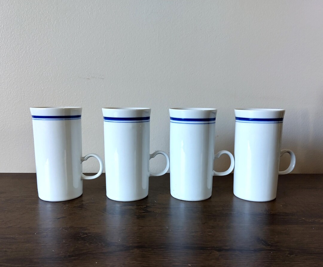 Mann Milano Espresso Cups Set of Four Cappuccino Coffee White With Blue ...