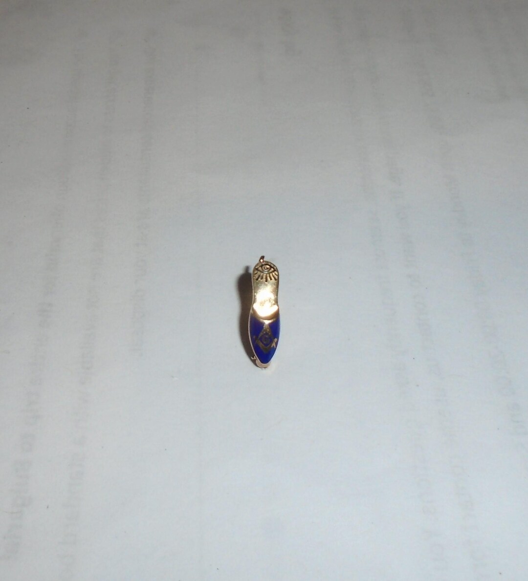 Masonic Widows Slipper Lapel Pin 14K Gold & Blue Enamel Eye of ...