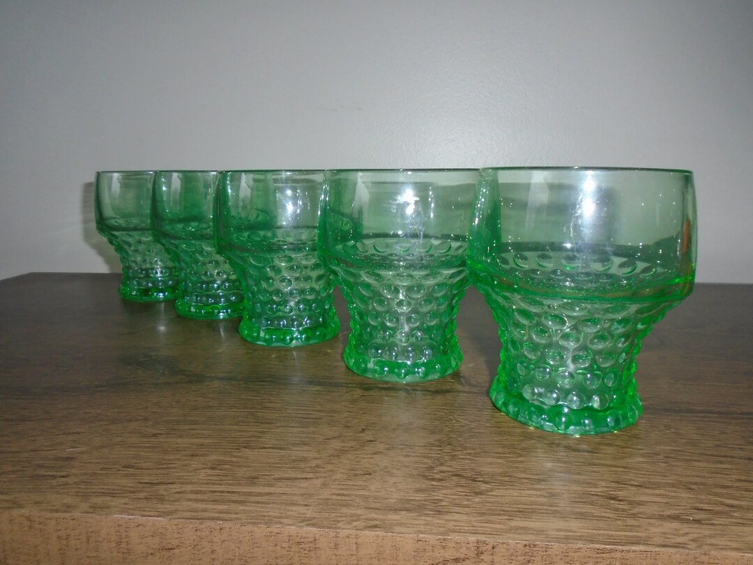 Duncan & Miller Hobnail Drinking Cocktail Glasses Vintage Green 1930s ...