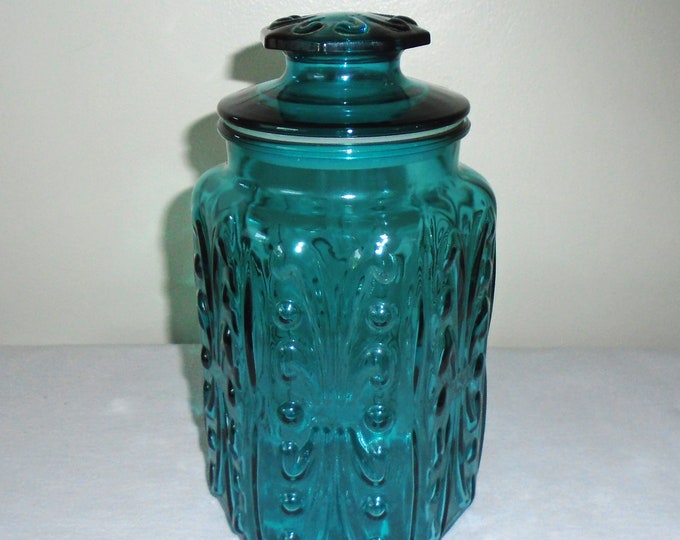 Federal Glass Canister Jar Show off Blue Large Vintage 1970s Kitchen ...
