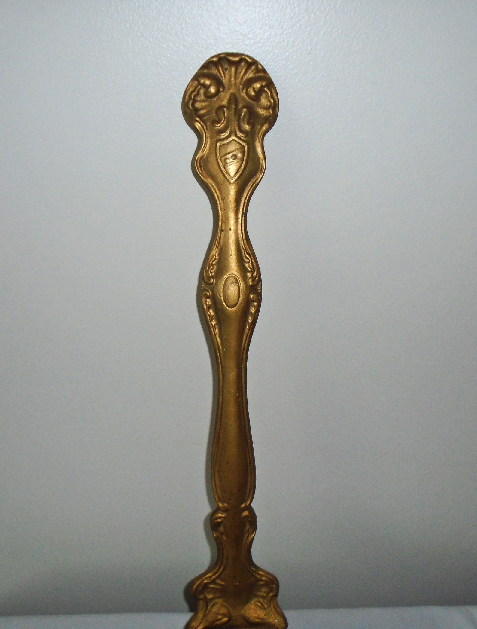 Vintage Holy Water Font Cast Metal Wall Mount Religious Gold Gilt 25 ...