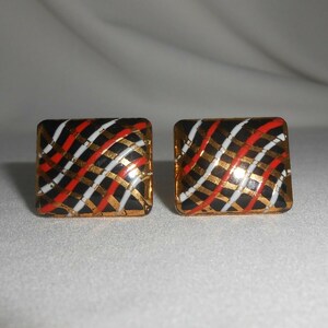 Victoria Flemming Enamel Cufflinks – Red White Black Geometric Design ...
