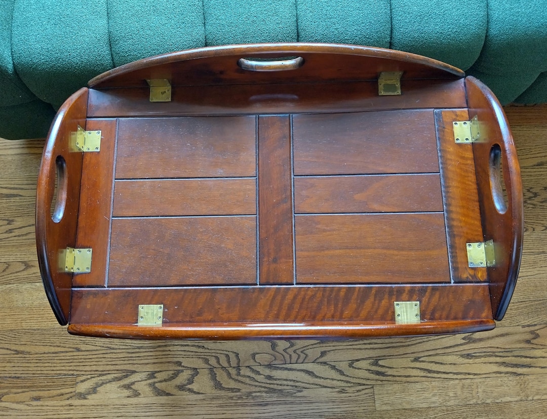 Bombay Company Wood Fold up Handle Butler Tray Table Detachable Tray ...