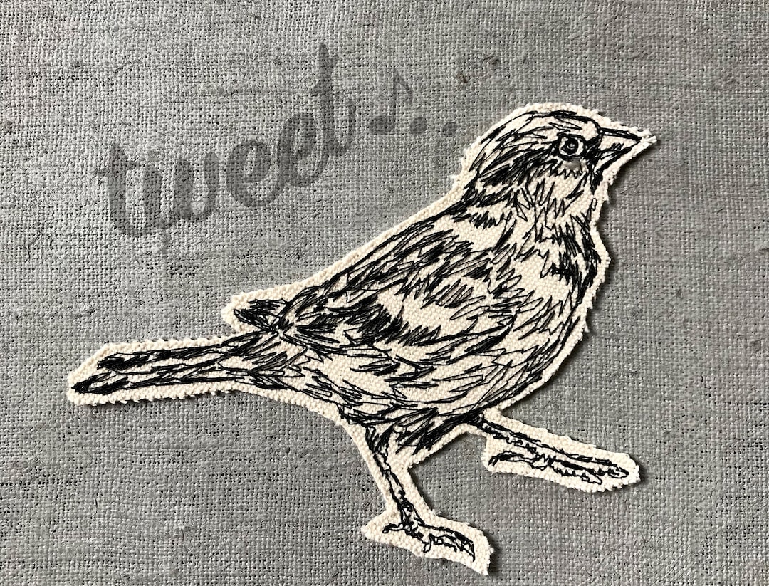 Sparrow Embroidery Patch - Etsy
